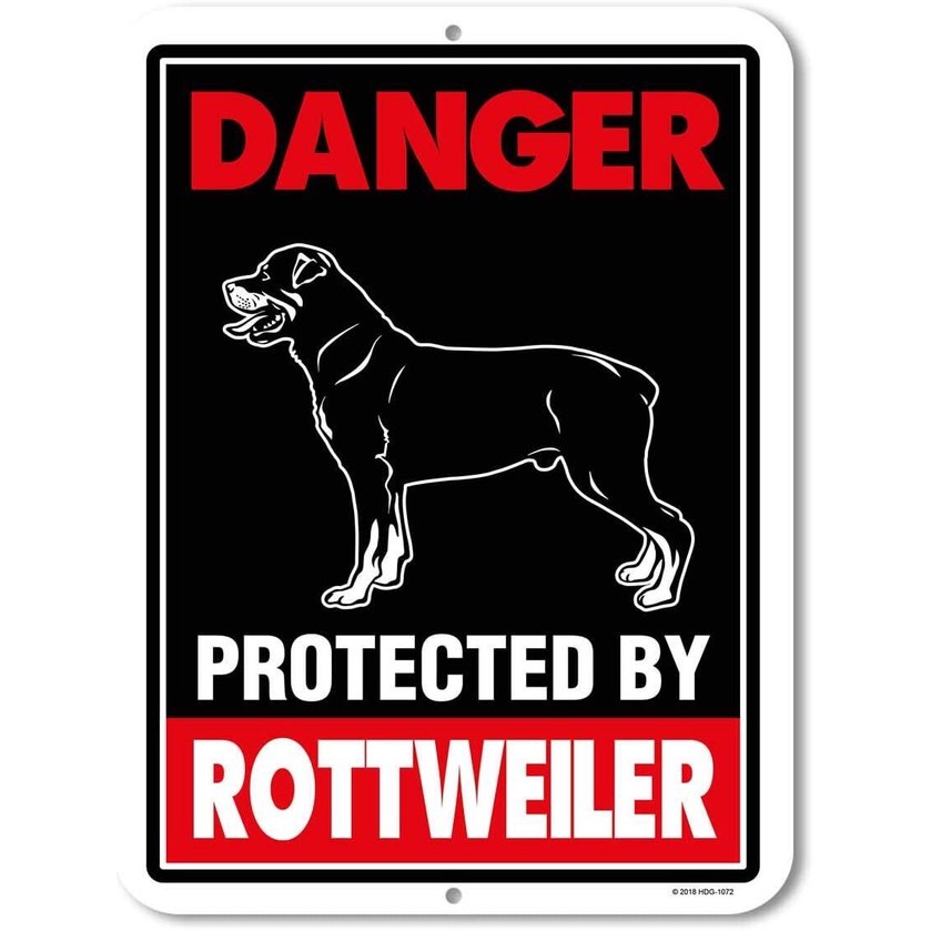 Rottweiler Sign Danger Protected by Rottweiler 1 Beware of Dog Warning ...