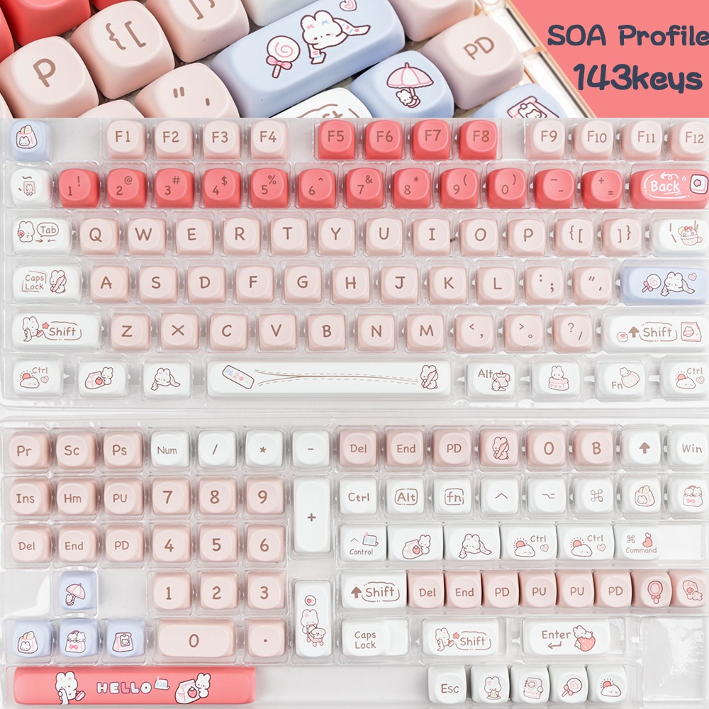 MOA Profile SOY MILK Keycaps PBT 141Keys/Set Five-sided Heat ...