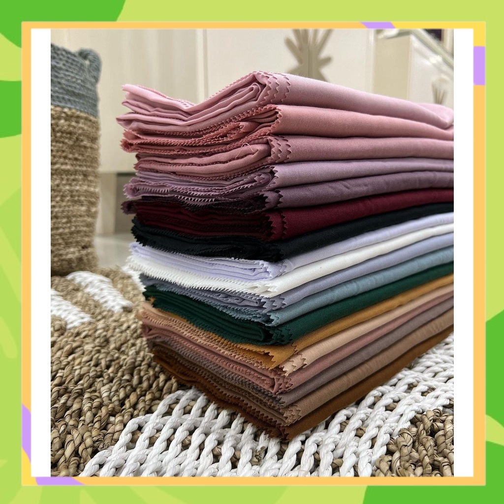 Plain Voal Rectangular Hijab 110x110 Soft Color Lasercut Edge Lines ...
