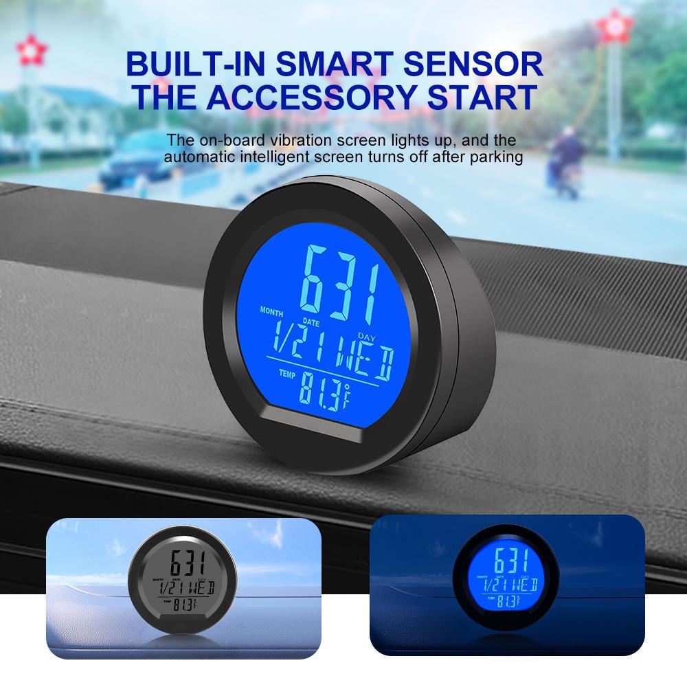 Small Electronic Clock for Dashboard Car Clock Solar Car Clocks For ...