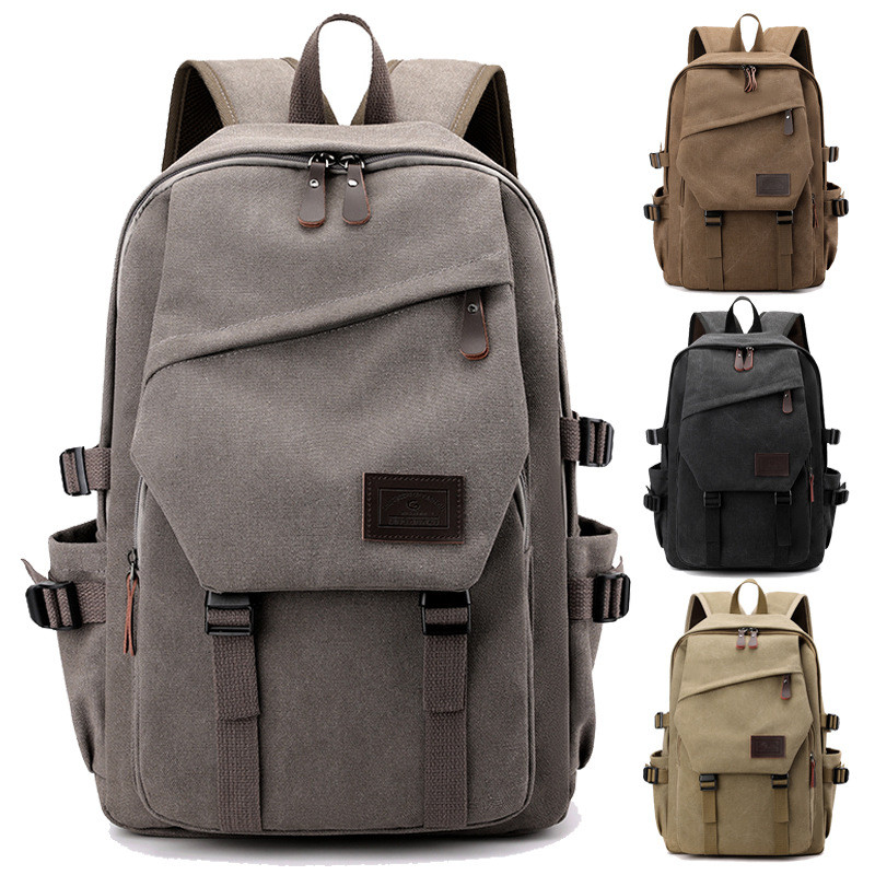 New Canvas Backpack Men's Backpack Large Capacity Student School Bag ...