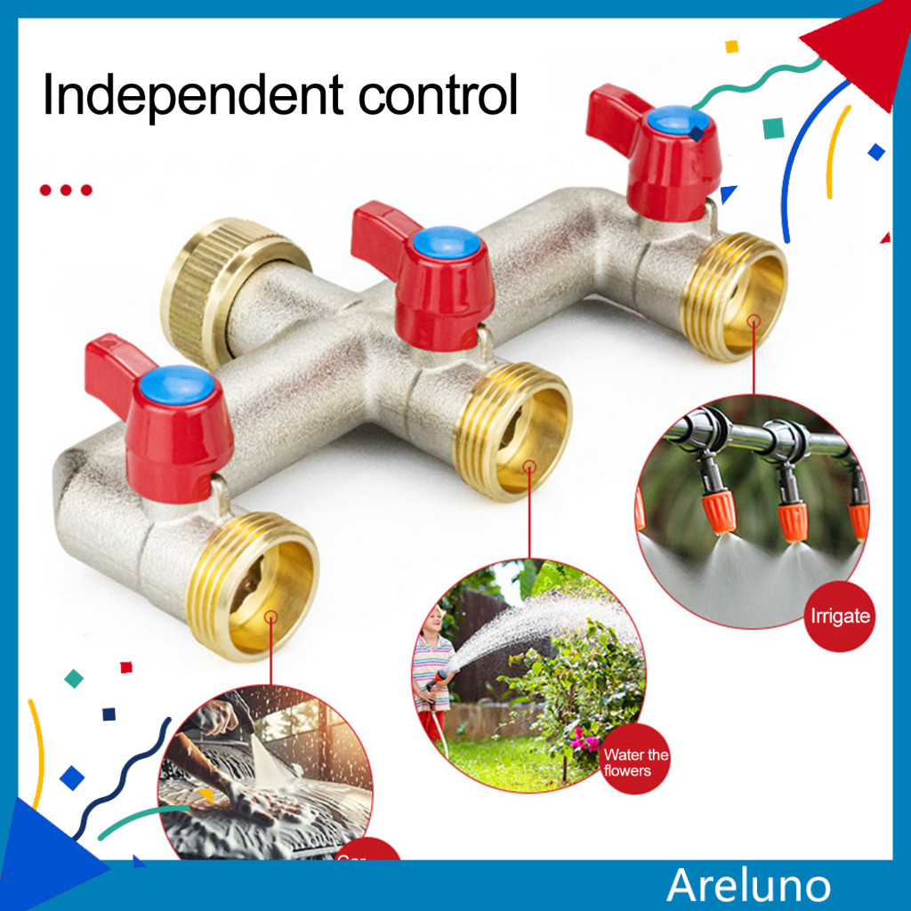 AREL Brass Garden Hose Splitter Heavy-duty Brass Splitter 3 Way Garden ...