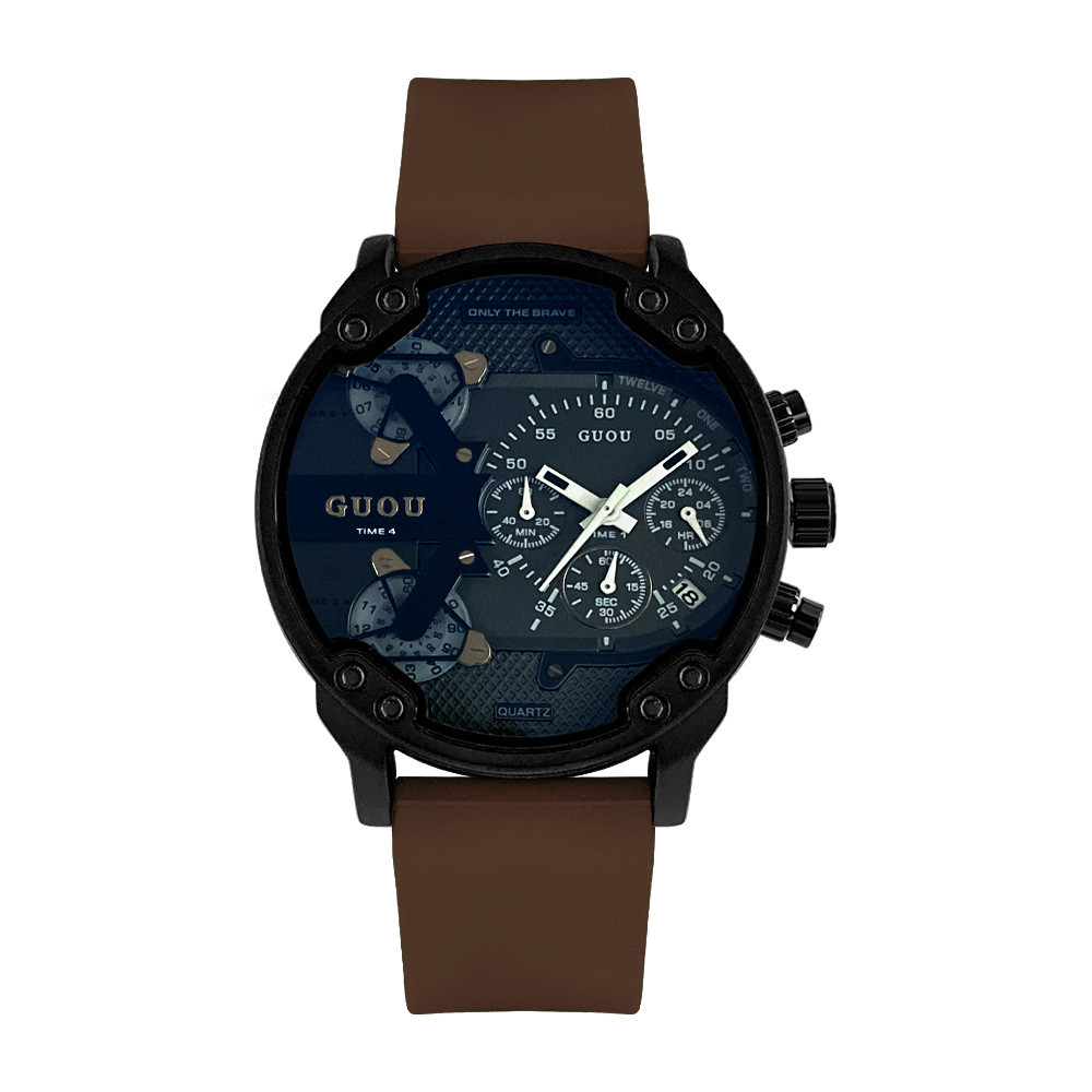 Guou 8229 Simple Retro Quartz Watch Multifunctional Handsome Silicone ...