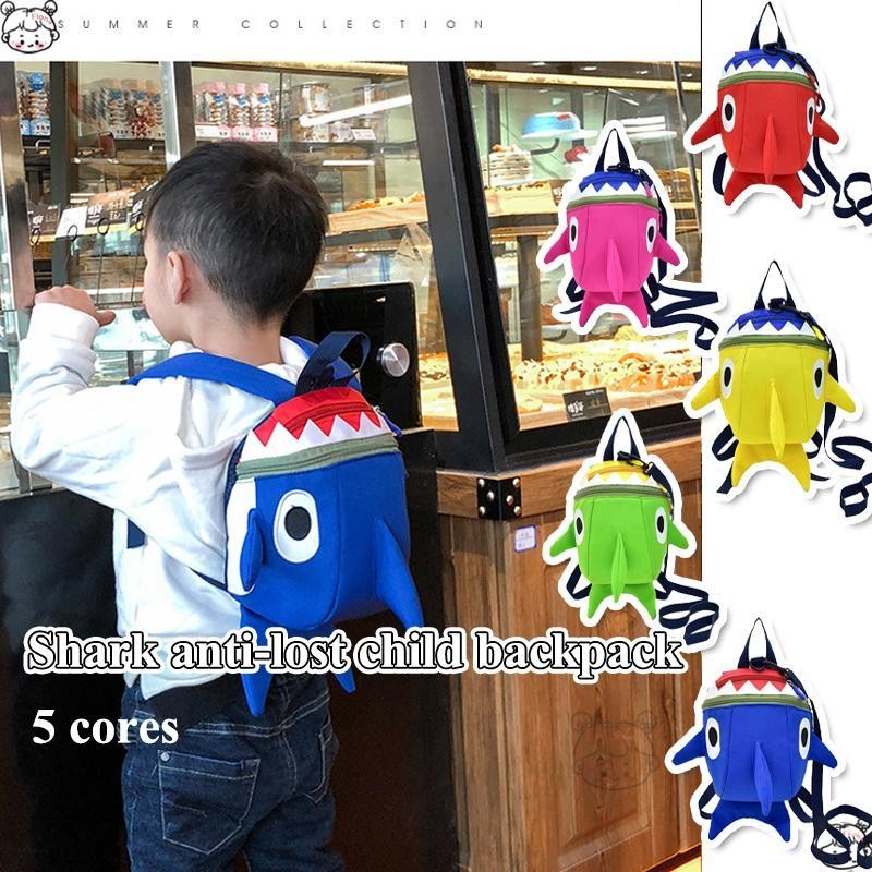 Shark shape anti-lost child backpack Kindergarten backpack traction ...