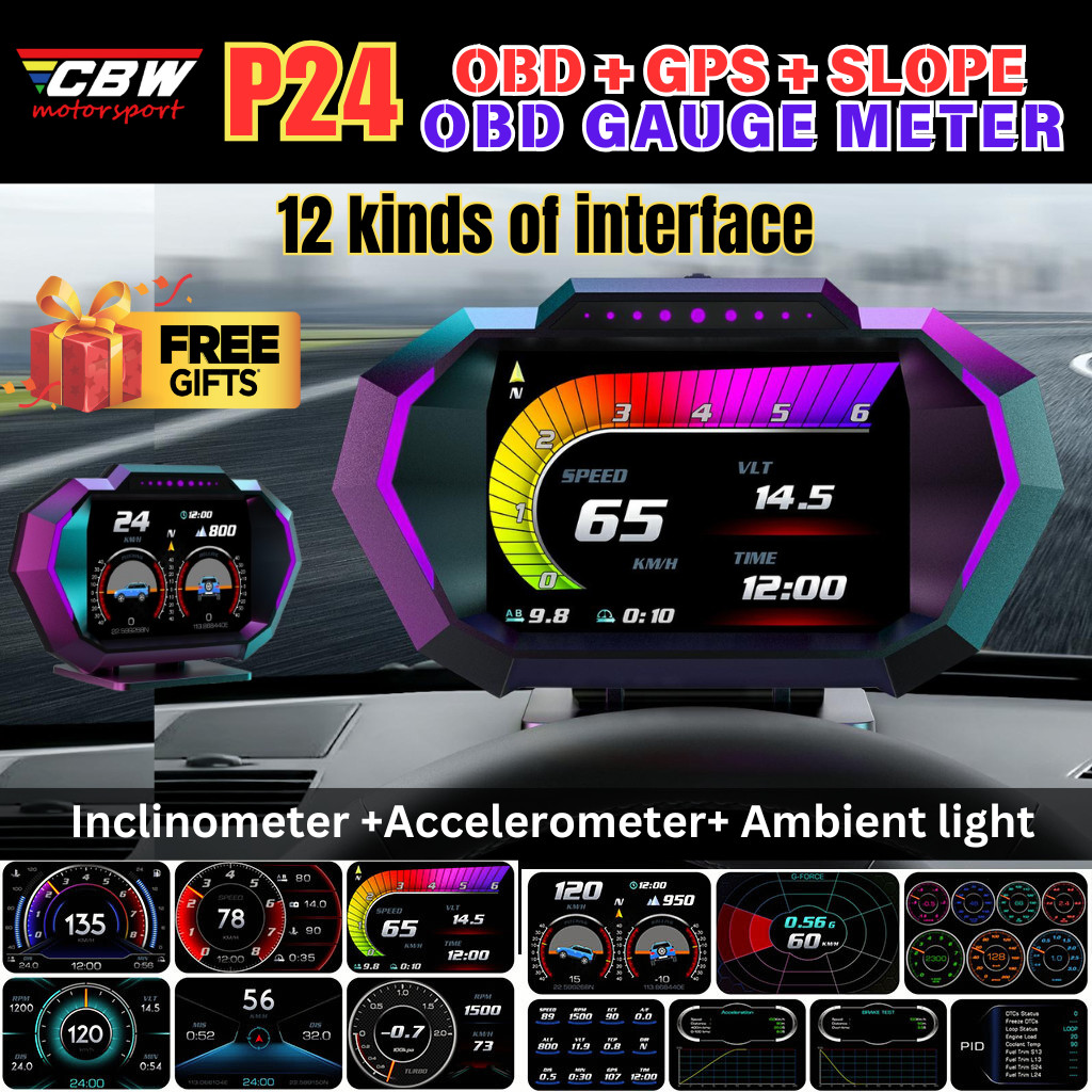 ‼️Version Terbaru🇲🇾 P24 GPS Car OBD OBD2 Meter Digital Scanner ...