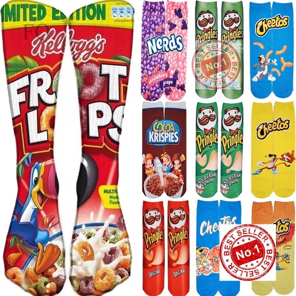 MC#1 Pair Funny Socks Unisex Potato Chips Snacks 3D Digital Double ...