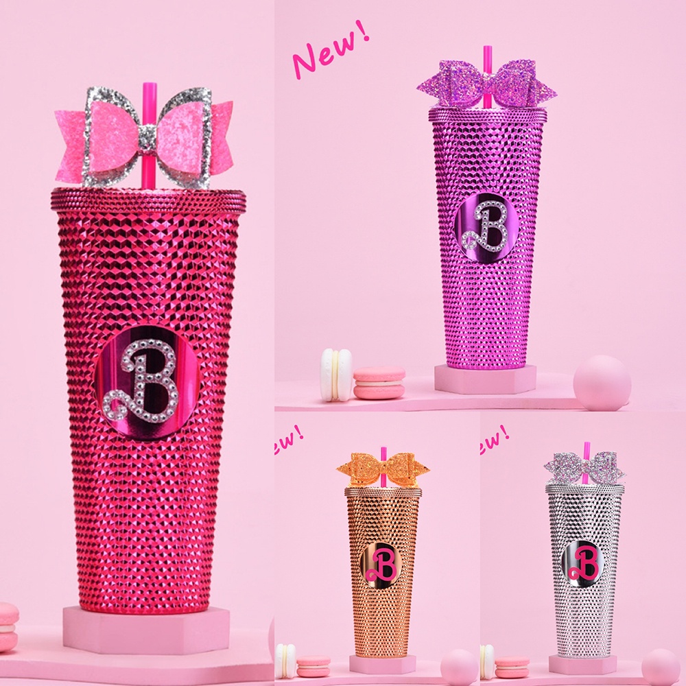 710ml Barbi Cup bow water bottle large capacity straw cup Barbiee ...