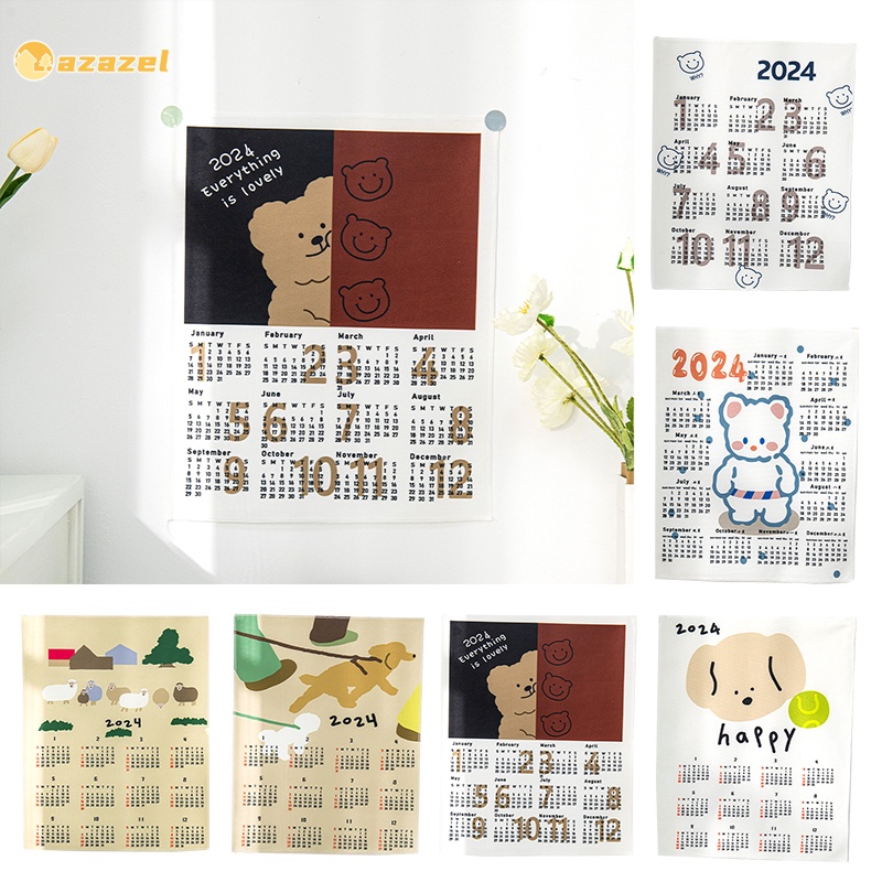 Simple Style Hanging Cloth Calendar 2024 Cute Background Cloth Wall Art ...