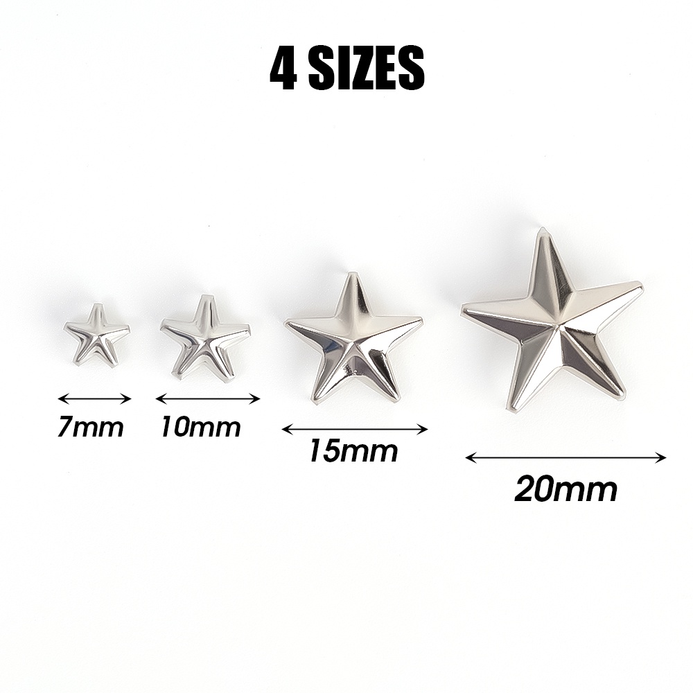 10pcs 7/10/15/20mm Metal Star Rivets / DIY Leather Craft Studs Spikes ...