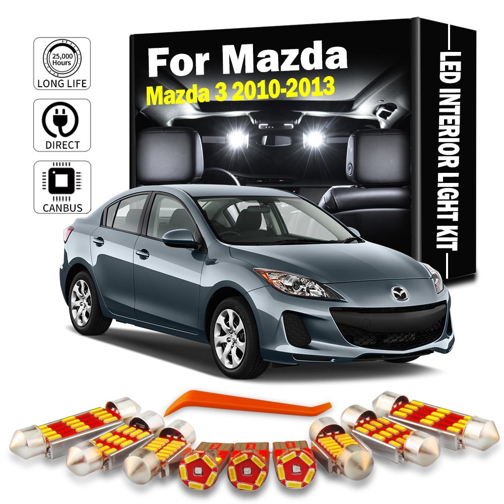 11Pcs Interior LED Dome Map Reading Light Kit For Mazda 3 BL Hatchback ...