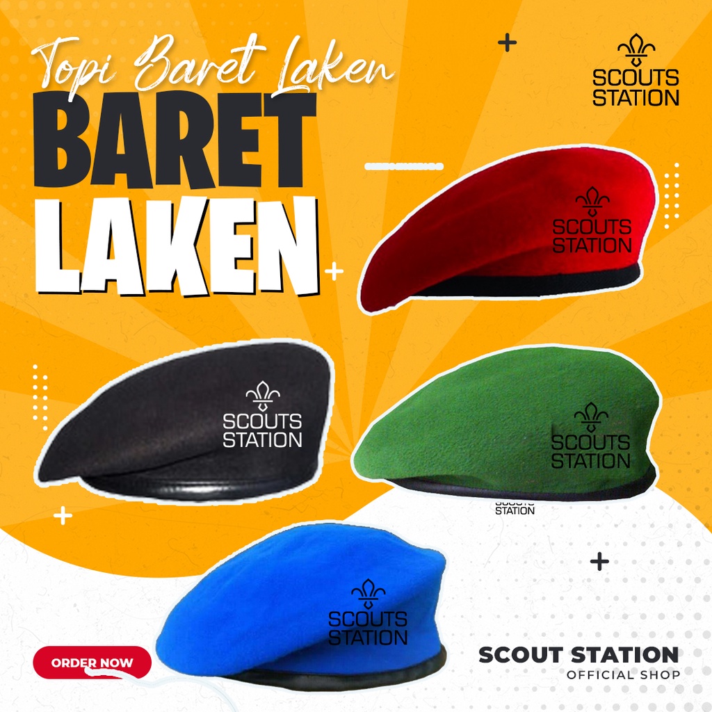 HIJAU MERAH Premium Laken Beret / Beret Hat / Newspaper / Scout Beret ...