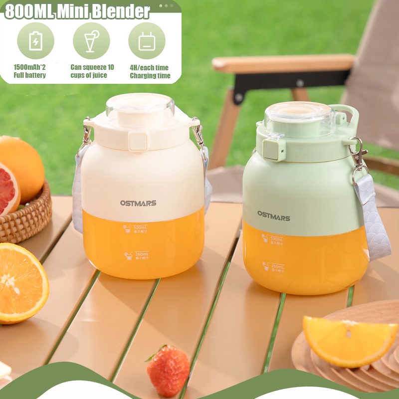 1000ml Mini Blender Portable Wireless Electric Juicer With Rubber Straw ...