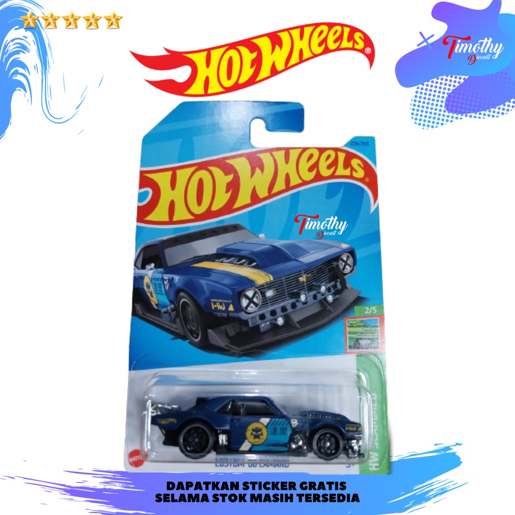 Hot Wheels Custom 68 Camaro Blue Hw Slammed Shopee Malaysia