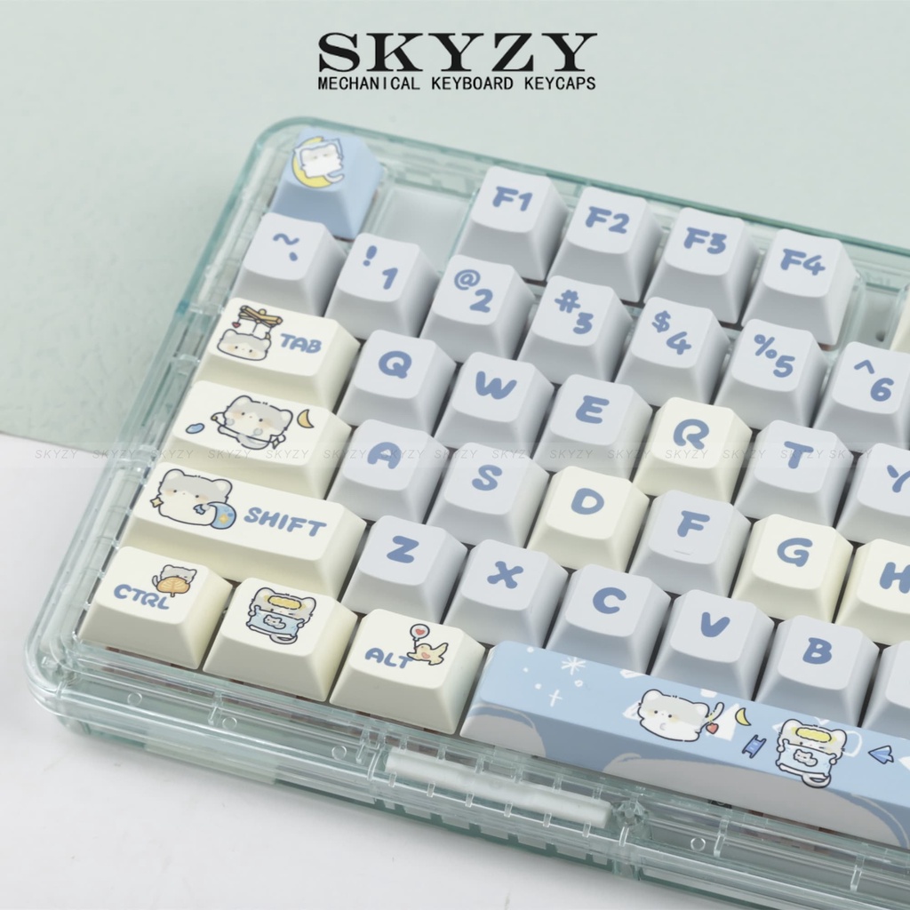 Daydream Kitten Keycaps Cherry Profile Cartoon PBT Dye Sub Mechanical ...