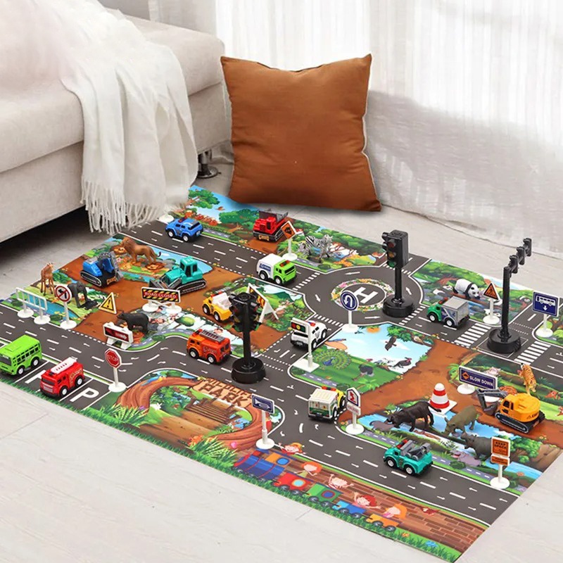 Baby Play Mat City Traffic Road Map Mat Carpet City Car Parking Lot ...