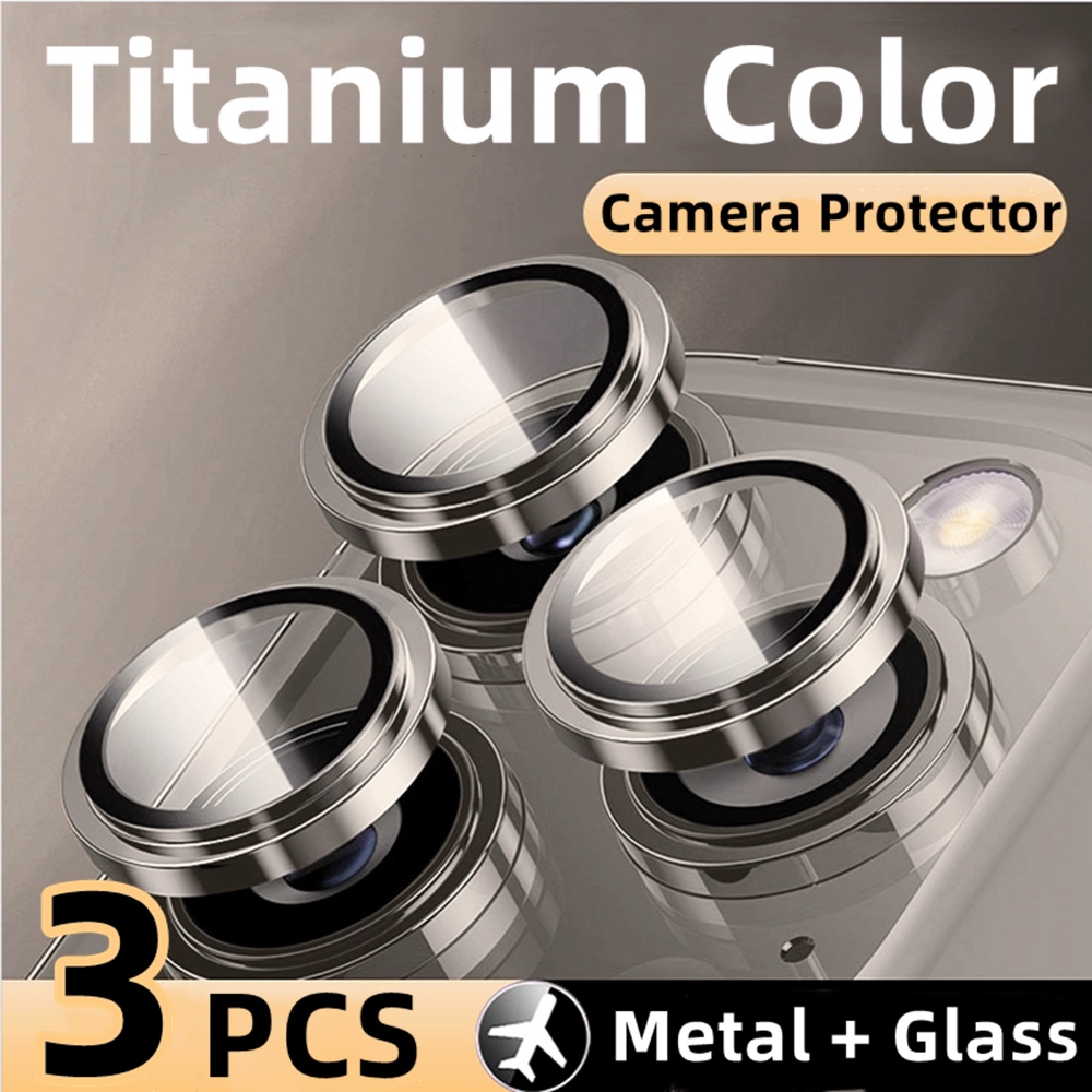 For iPhone Camera Protector Natural Titanium Color Metal Lens ...