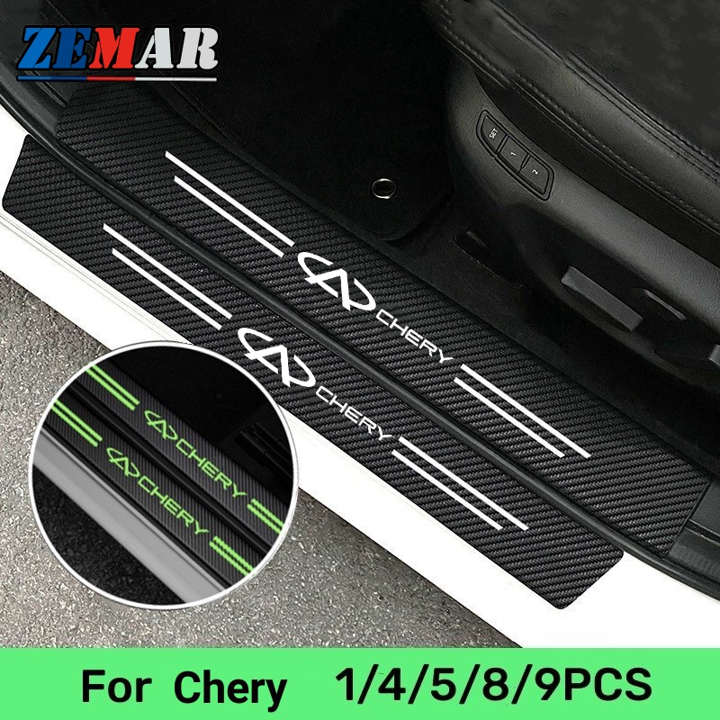 Chery Carbon Fiber Leather Door Sill Strip Anti Scratch Door Step Rear ...