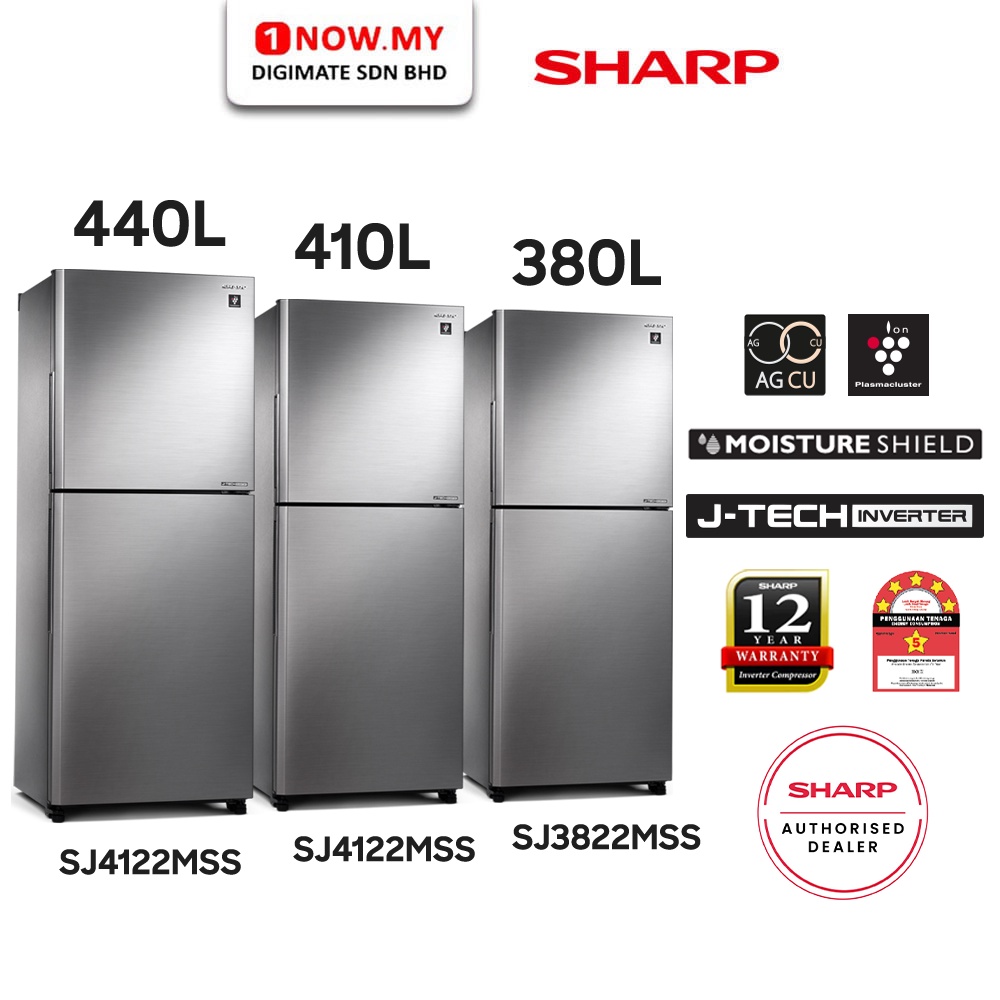 SHARP (440L/410L/380L) Inverter Top Freezer Folio Refrigerator SJ4422 ...
