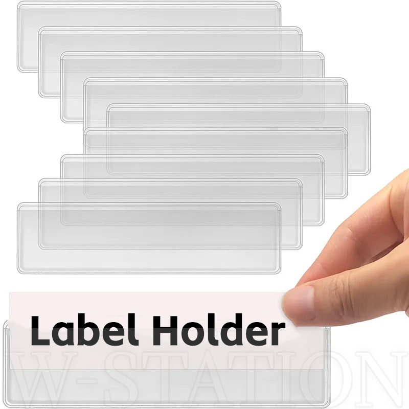 4Pcs Transparent Self-Adhesive Label Holders / Shelf Tag Pocket ...