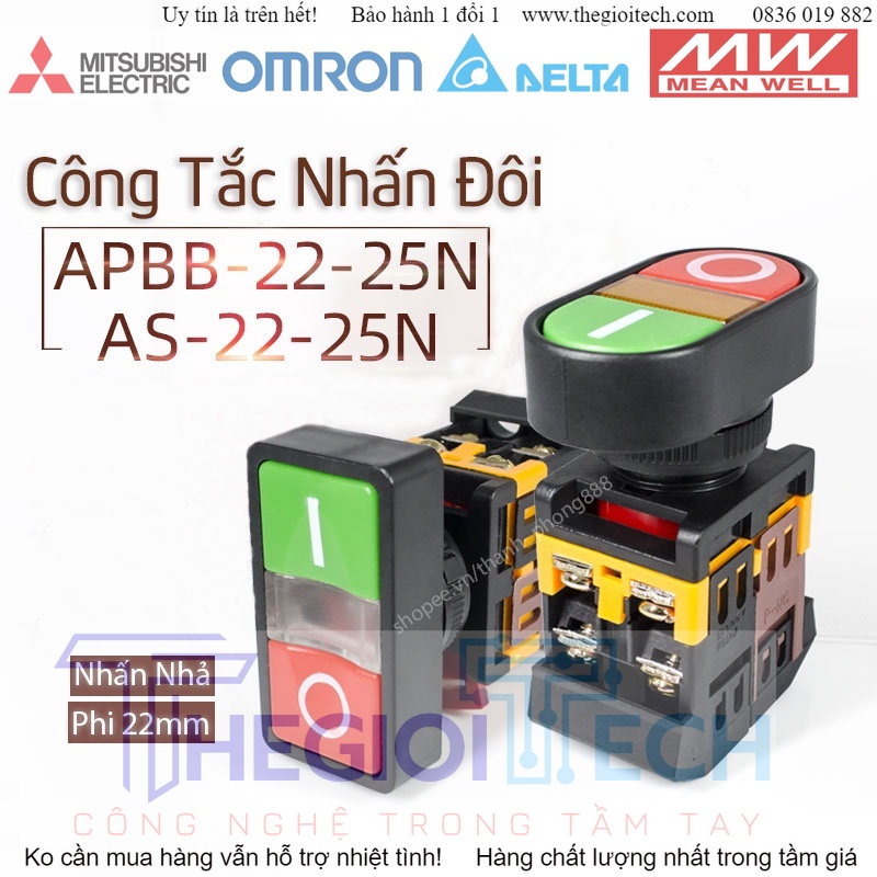 Apbb-as-22&25n On-Off Double Push Switch with Light 220VAC | Shopee ...