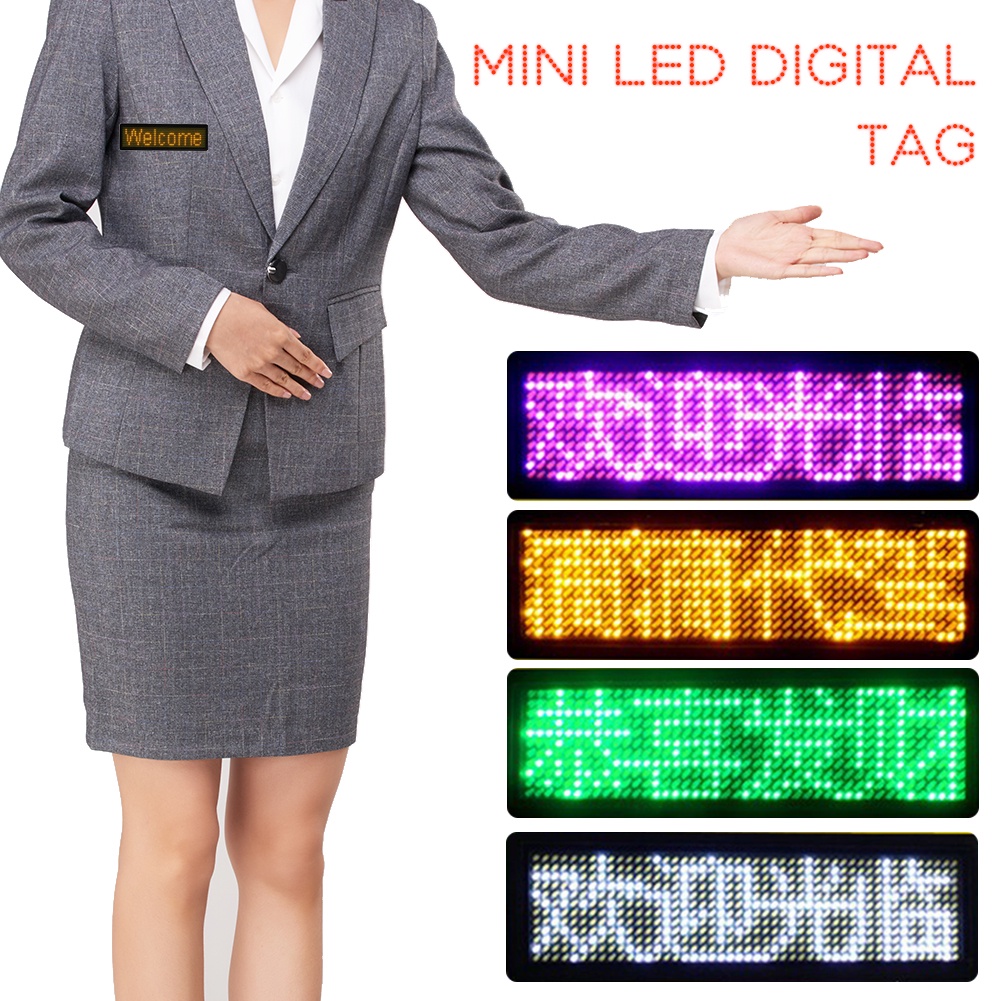 Mini LED Digital Bluetooth APP Programmable Rechargeable Scrolling Name Message Tag Sign ...