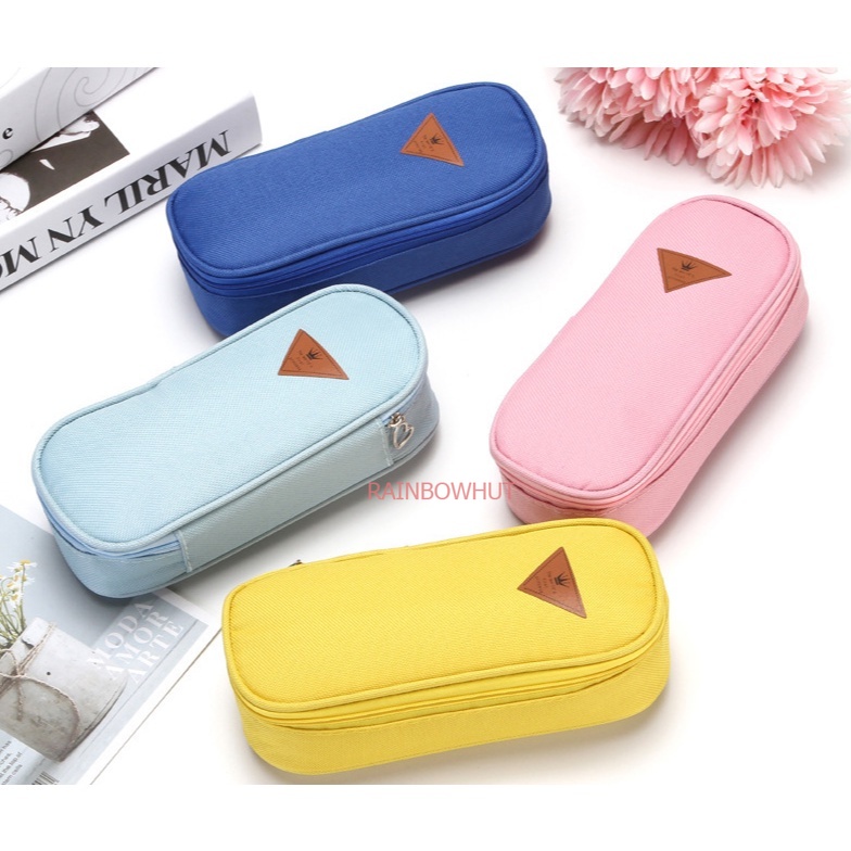 MALAYSIA READY STOCK ! 1 pc Canves Large Capacity Flip Stationery Box ...