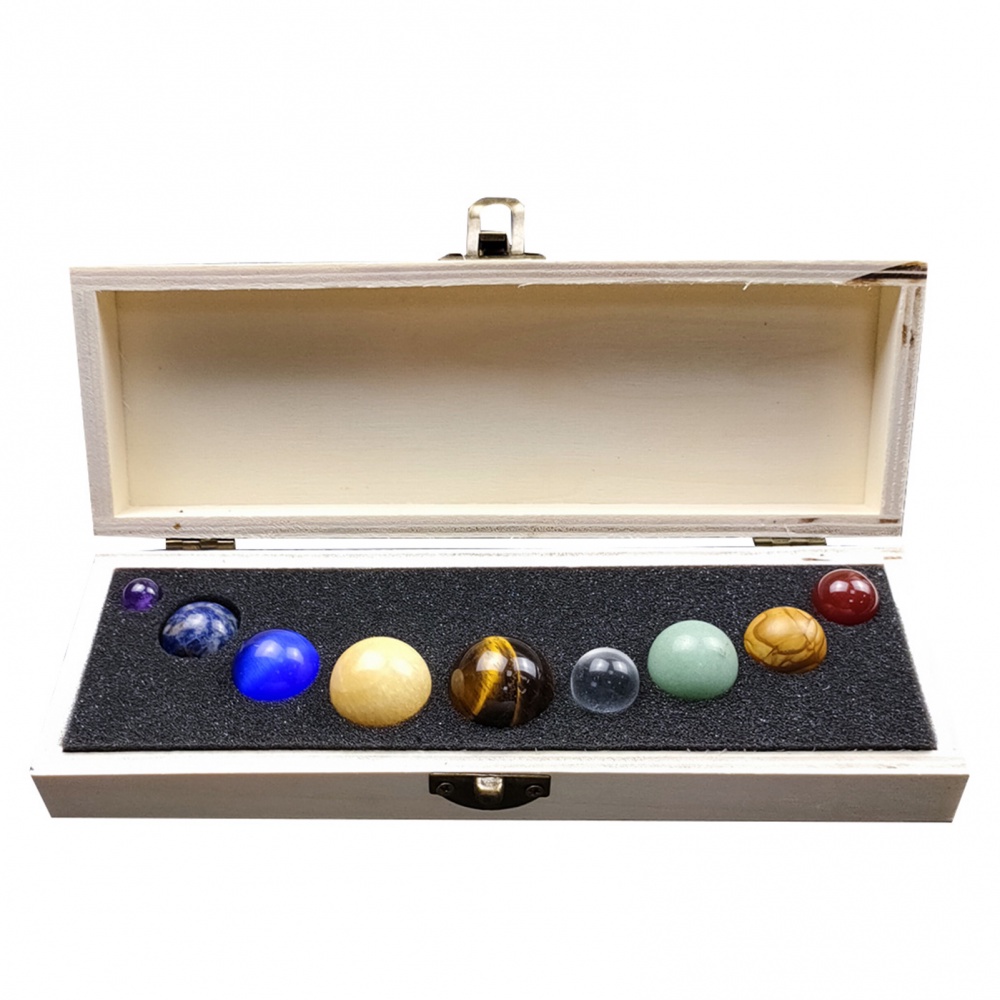 9 Planets Handmade Natural Gemstone Solar System Model Set Office Desk ...