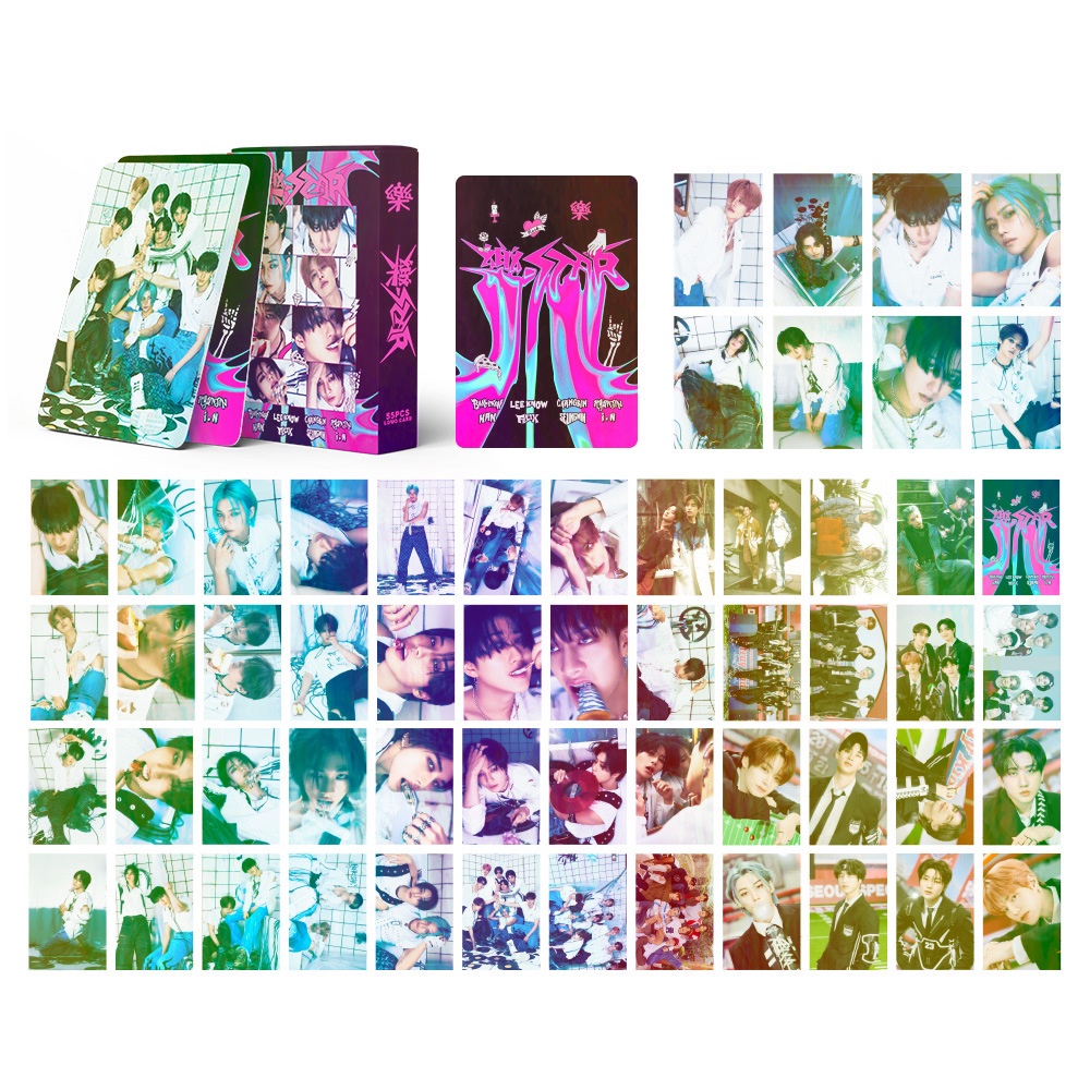 50-55pcs STRAY KIDS Holographic Laser Lomo cards Perfect Day with SKZ ...