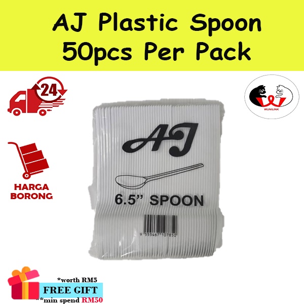AJ Plastic Spoon 50pcs Per Pack | Shopee Malaysia