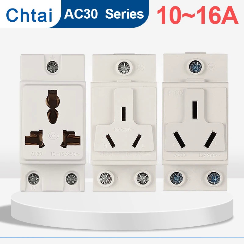 AC30 3Pin Modular socket 35mm Din Rail Mount 10-16A 250V Connector ...