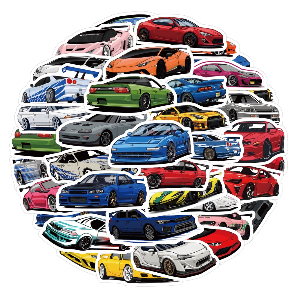 60PCS Cartoon JDM Sport Super Racing Cars Waterproof Graffiti Stickers ...