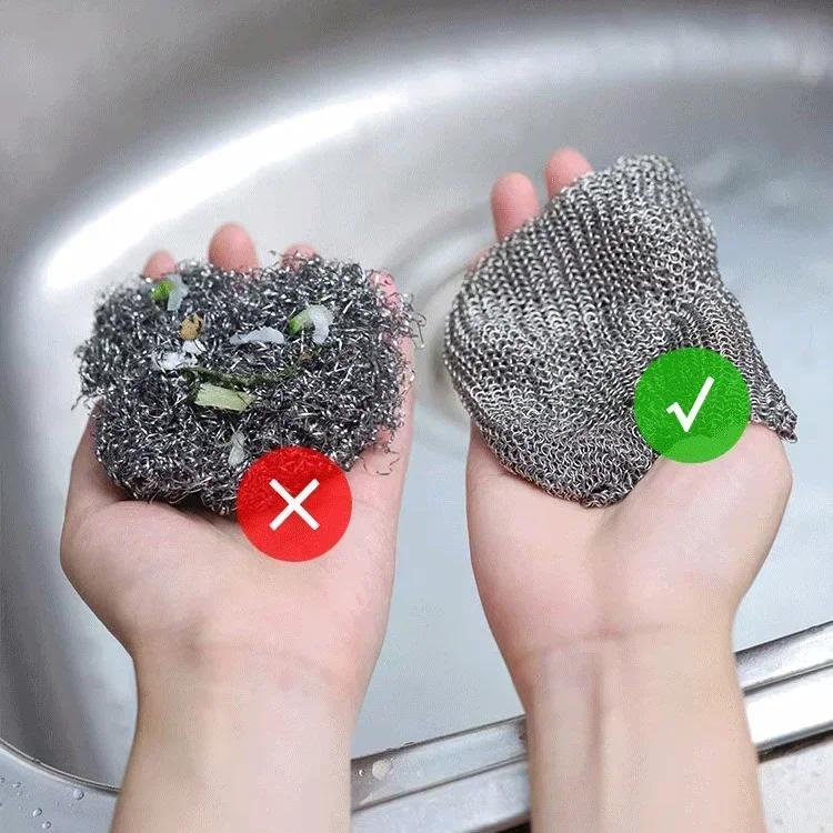 New Mesh Cleaning Cloth Metal Wire Universal Sink Faucet Tea Stain Rag ...