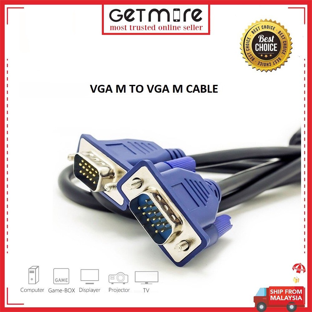1.5M/3M/5M/10M VGA/RGB Display Cable 15pin Male to Male 3C+4 | Shopee ...