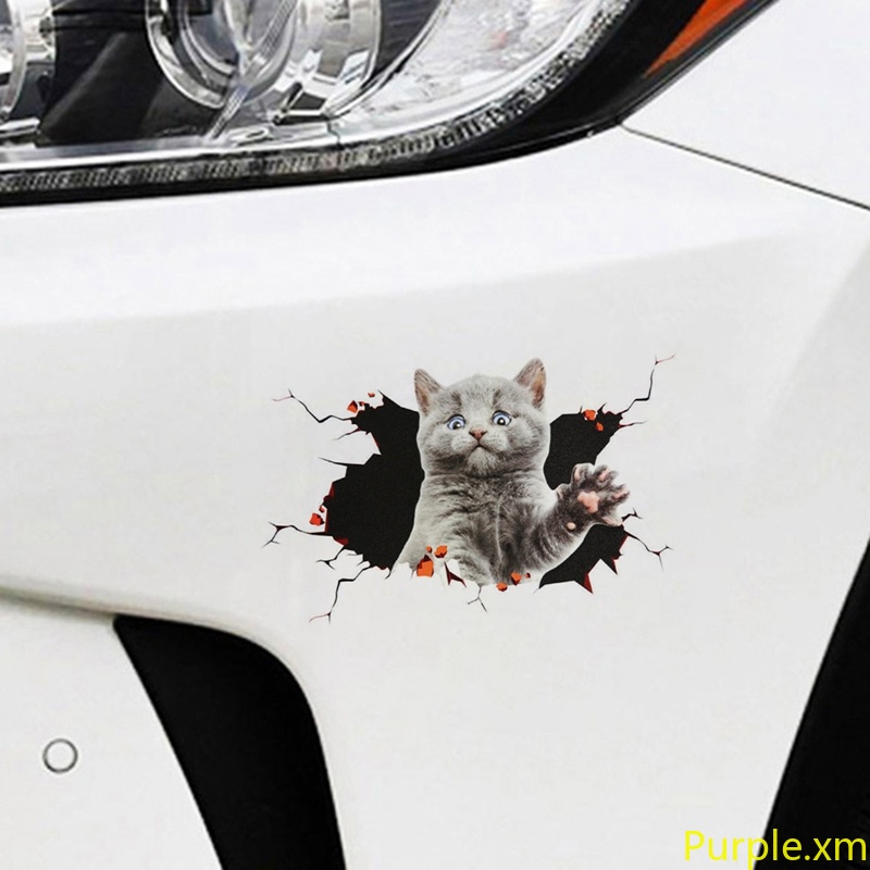 [stock] 1PC Cute cat car sticker 3D animal vinyl decal reflective car ...