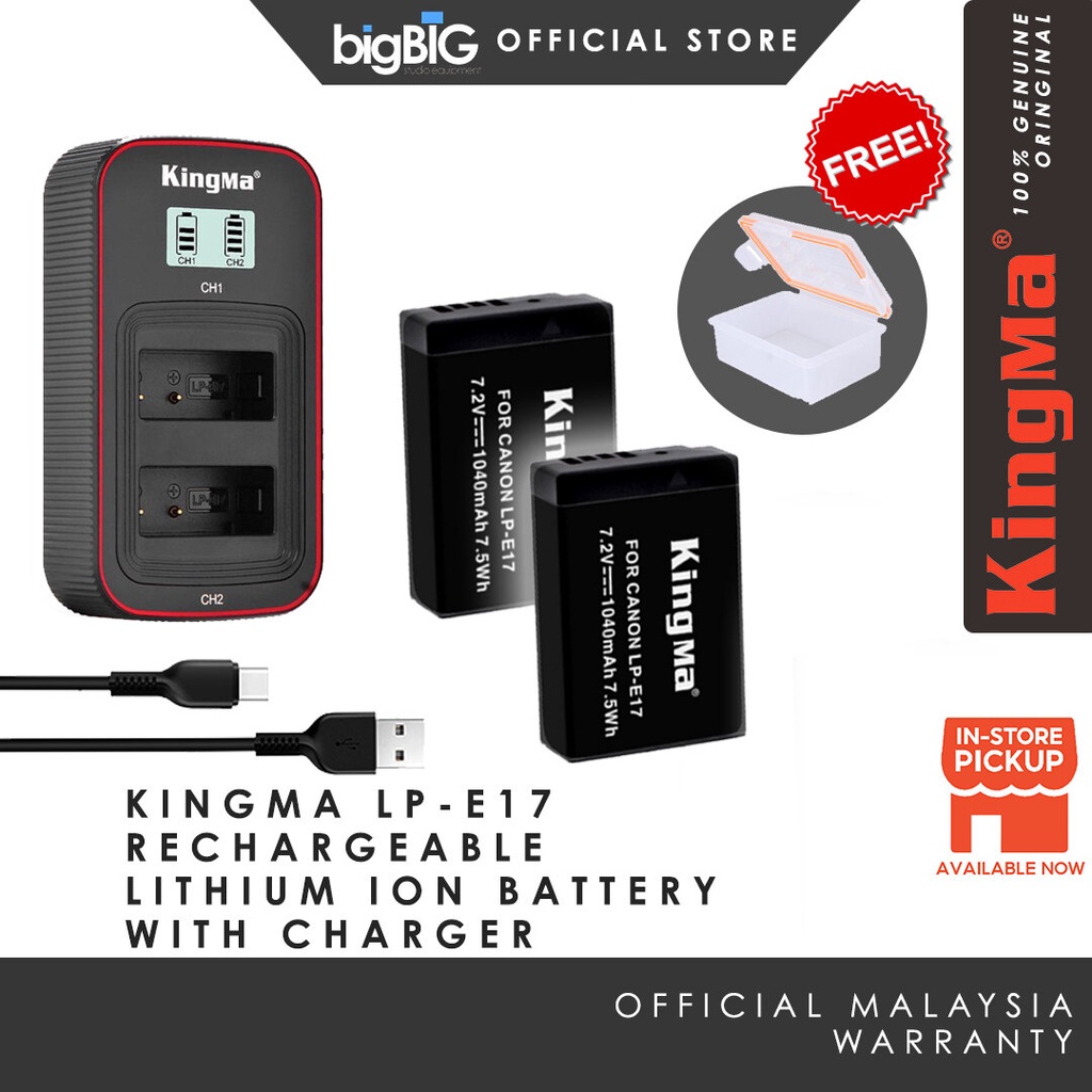 KingMa LP-E17 Battery LCD Dual Charger Kit For Canon EOS M3 M5 M6 750D ...