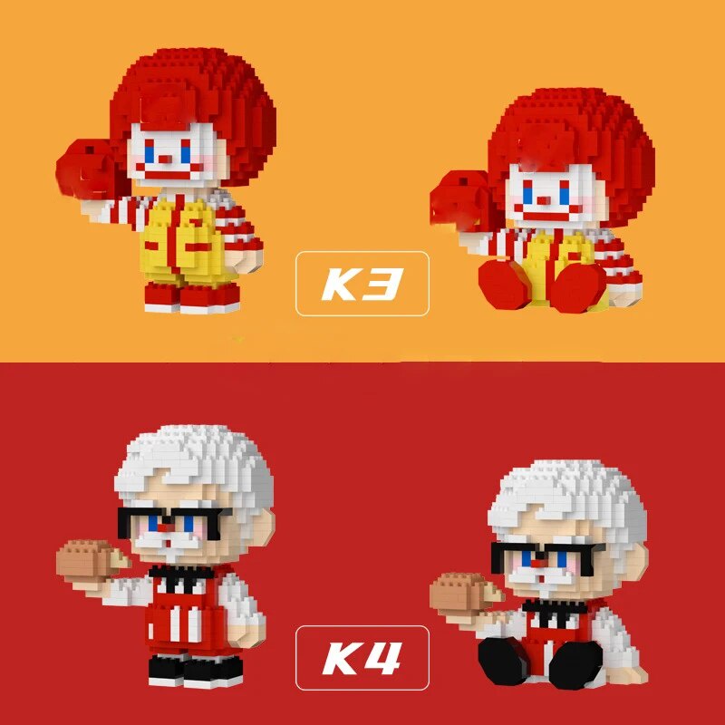 Kawaii Joker Micro Building Blocks 3D Model Fast Food Old Man Assembled ...