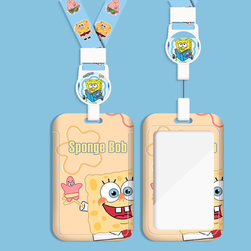 Cartoon SpongeBob ID Card Lanyard Holder Cute Student ID Card Protector ...