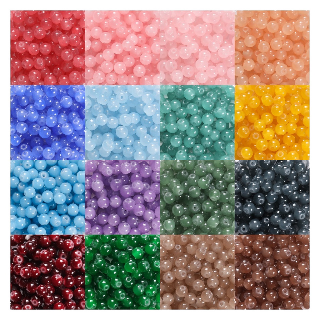 St. kunkka 30Pcs 6MM/8mm Imitation Jade Glass Beads Solid Color Jelly ...