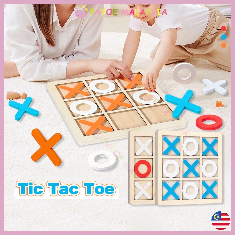Payoe Wooden Tic Tac Toe Board Game Exercise Kids Logical Thinking Family Brain Game | Shopee ...