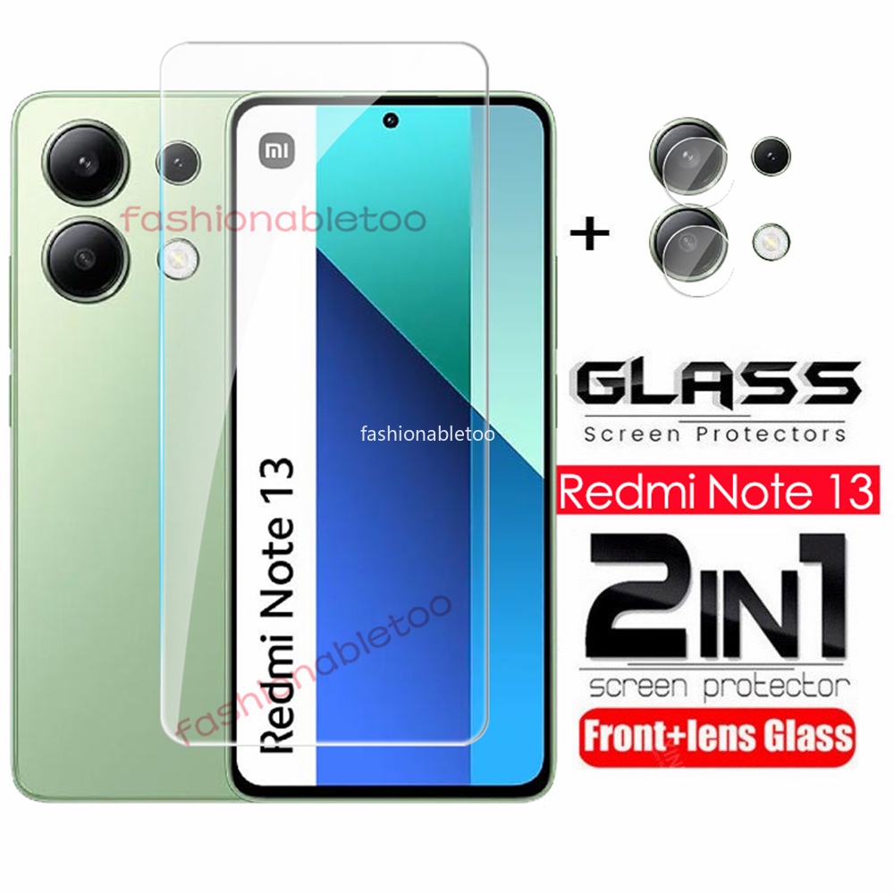 2 in 1 Screen Protector Tempered Glass Film For Redmi Note 13 pro + 13R ...