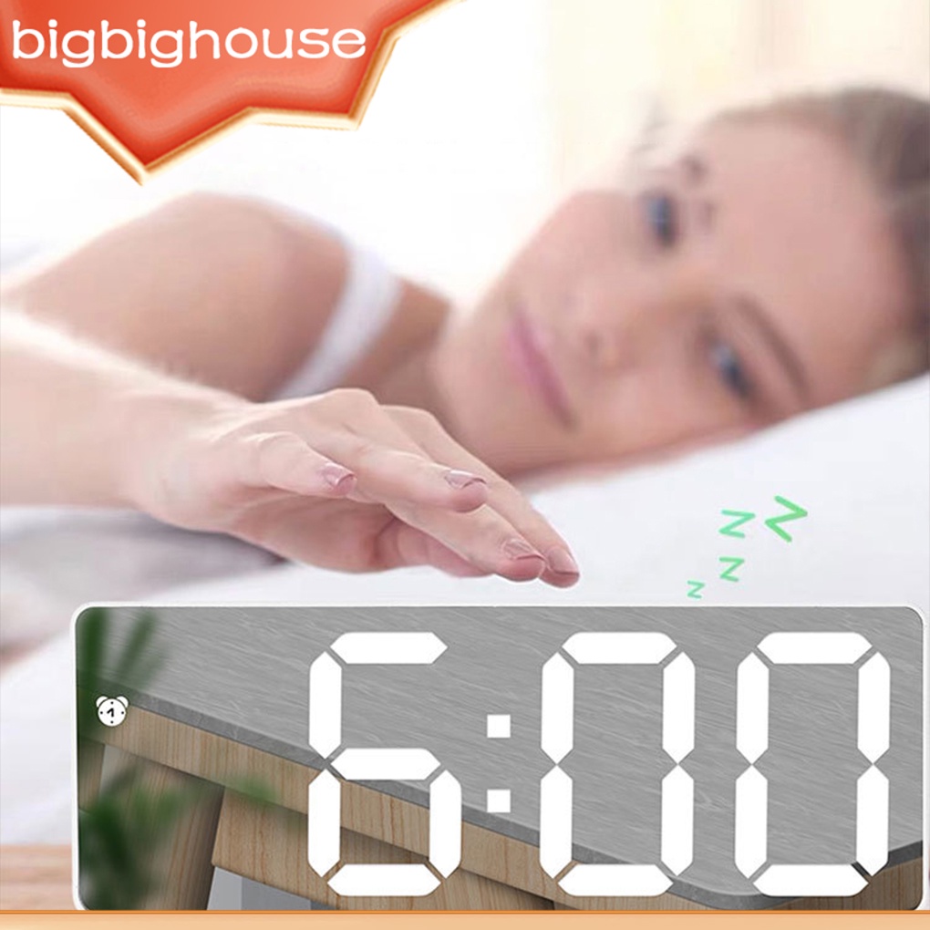 Adjustable Brightness Digital Mirror Alarm Clock For Any Setting LED ...