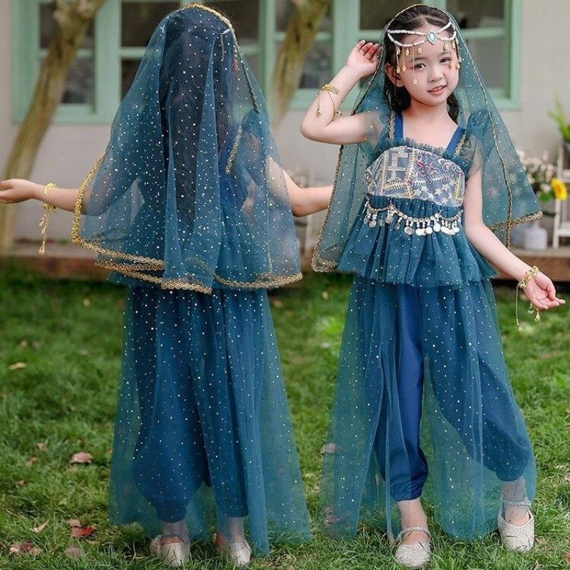 4Y-13Y Jasmine princess costume Deepavali Diwali indian India Sali set ...