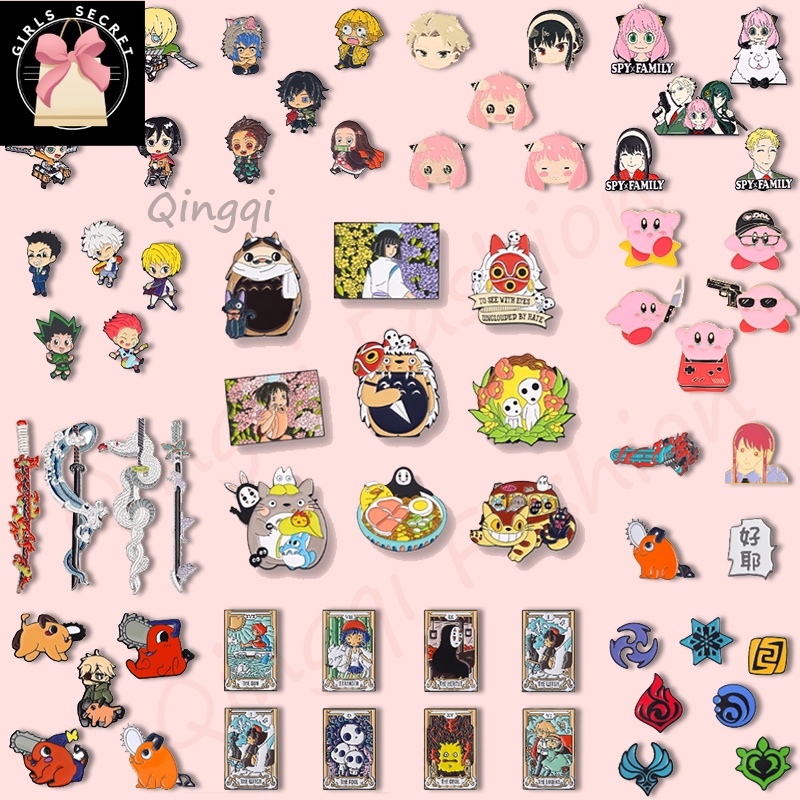 QQBanimallogo 3-5Pcs/set Anime Collection Enamel Pins Brooches Set Cute ...