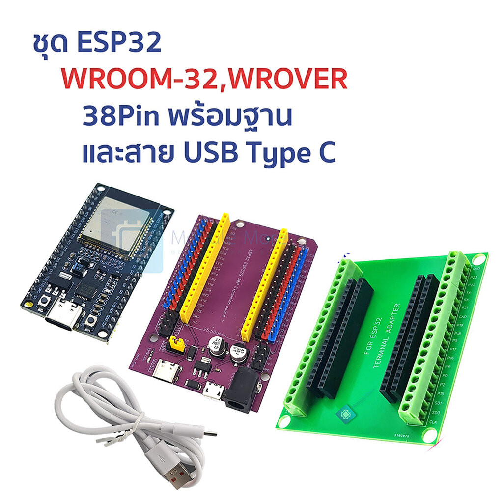 ESP32 WROOM-32/WROVER 38Pin Kit With Base And USB Type C Cable | Shopee ...