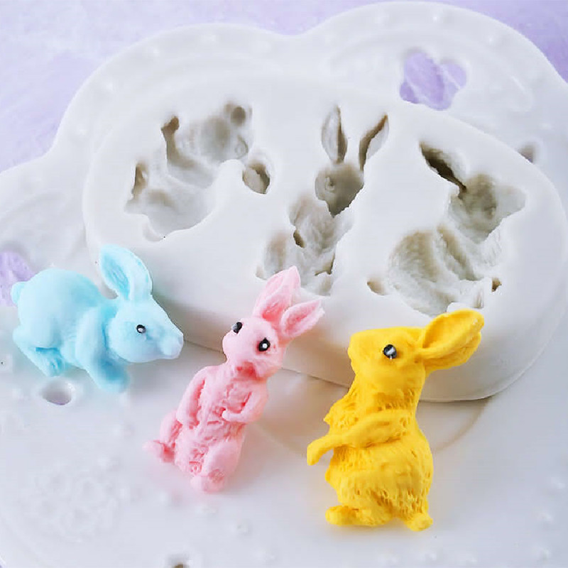 Easter Rabbit Silicone Mould DIY Bunny Animal Chocolate Fondant Cake ...