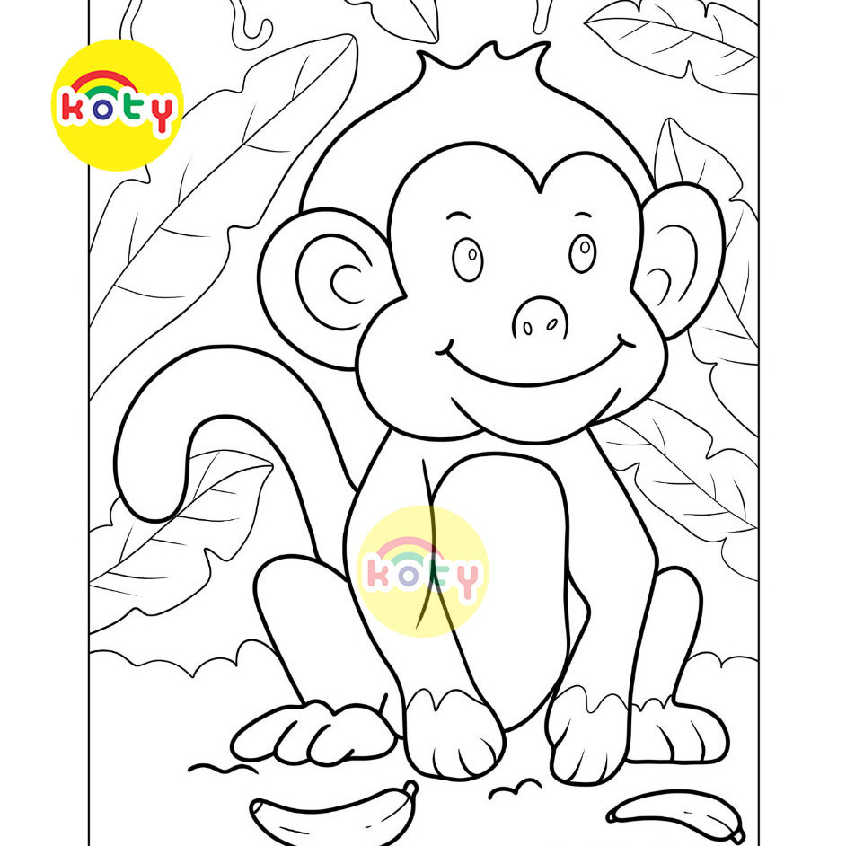 Set of 50 Jungle Animal themed coloring pages for children, cute ...