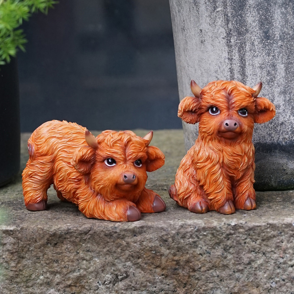 {downey} Cow Figurine for Garden Highland Cow Collectible Handmade ...