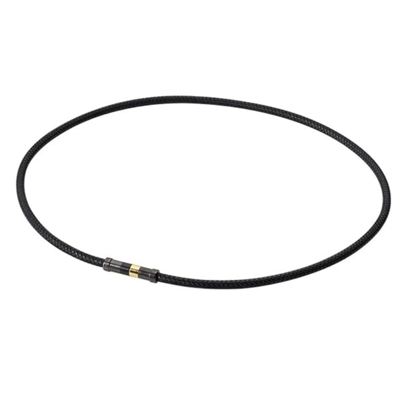 Phiten Necklace RAKUWA Magnetic Titanium Necklace Leather Style Black ...