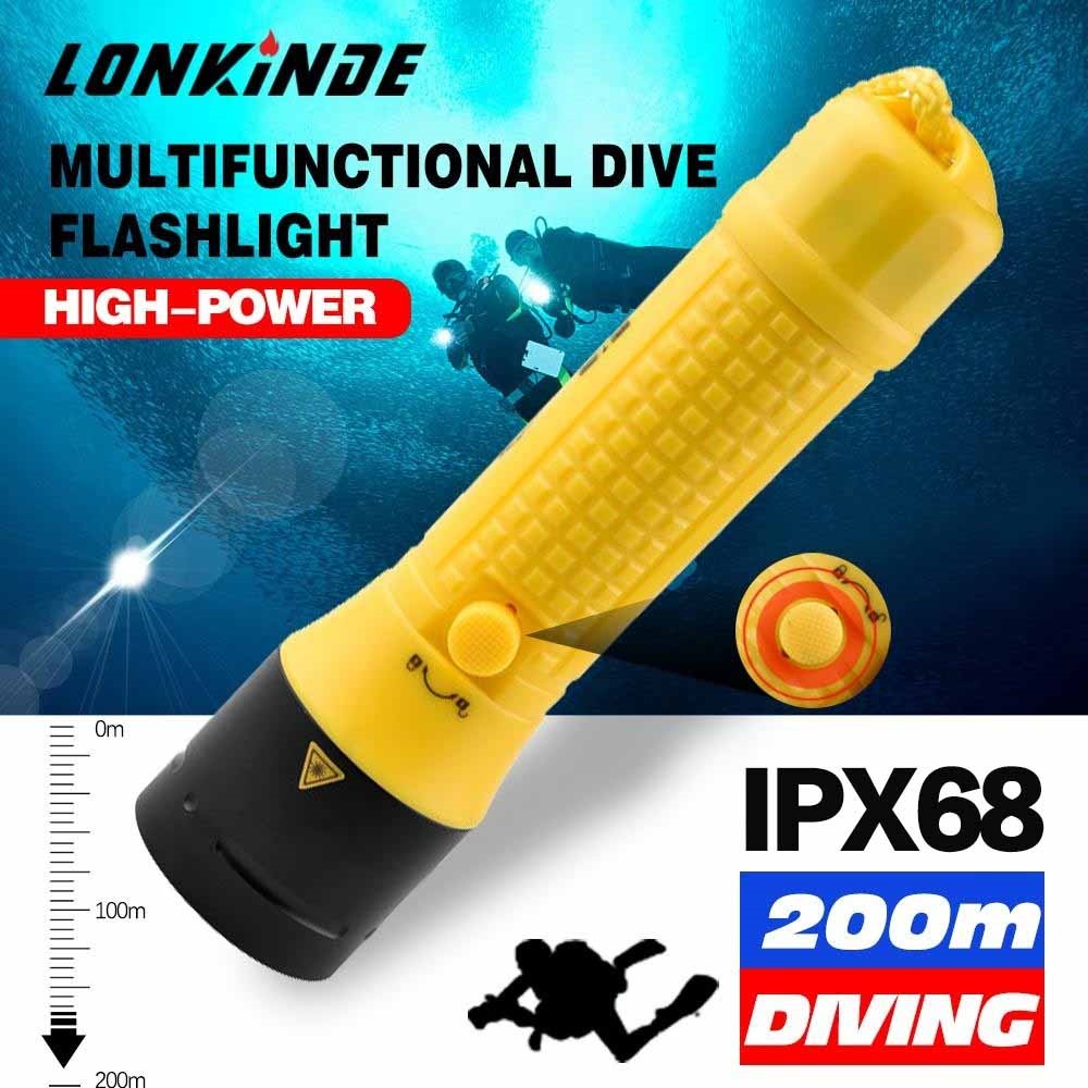 XM L2 LED Scuba Diving Flashlight Torch Waterproof Underwater 100m With ...