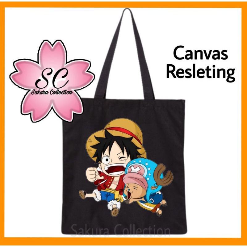 Black tote bag anime bag one piece Monkey D Luffy chopper Totebag ...